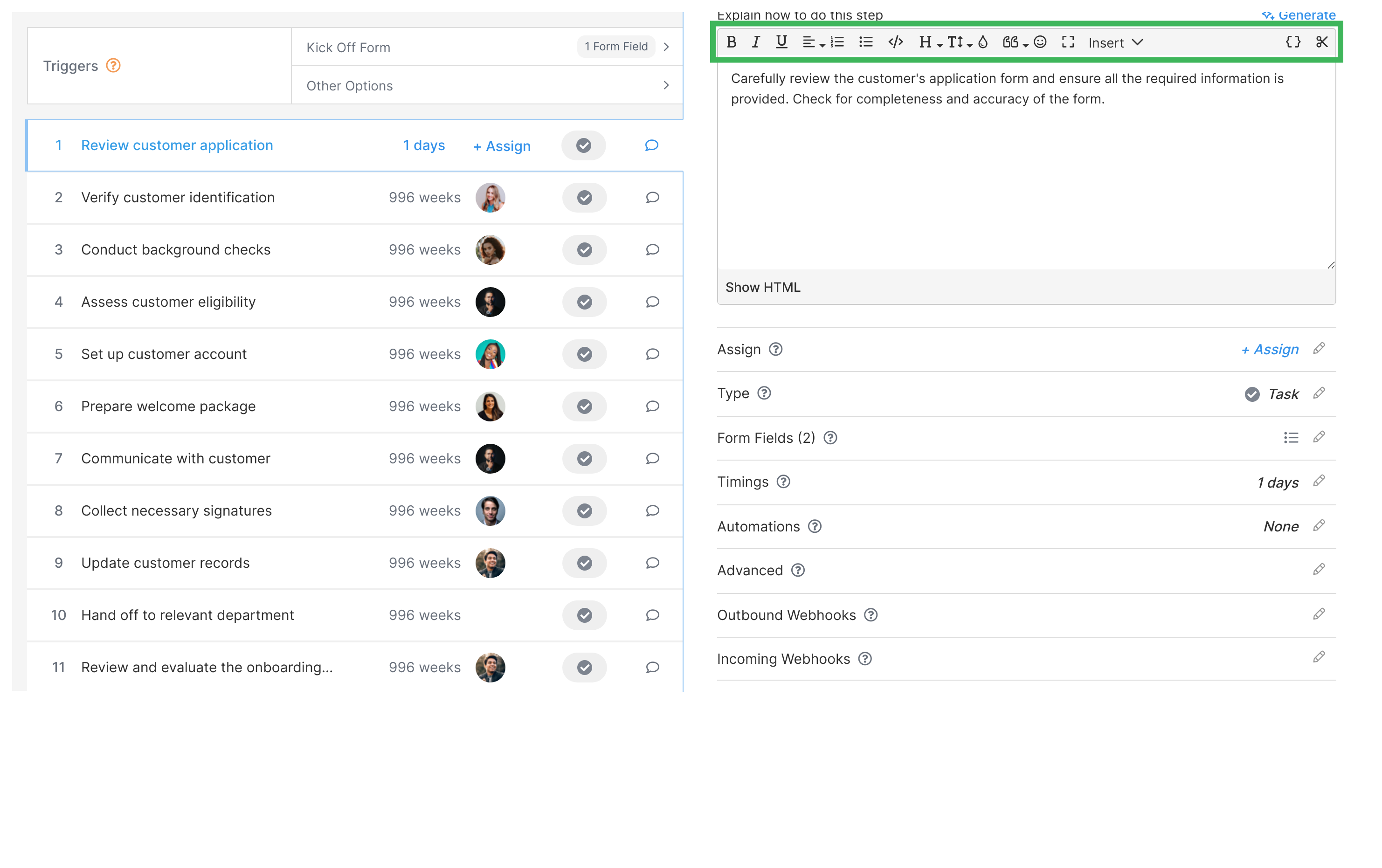 Edit steps · Tallyfy Pro